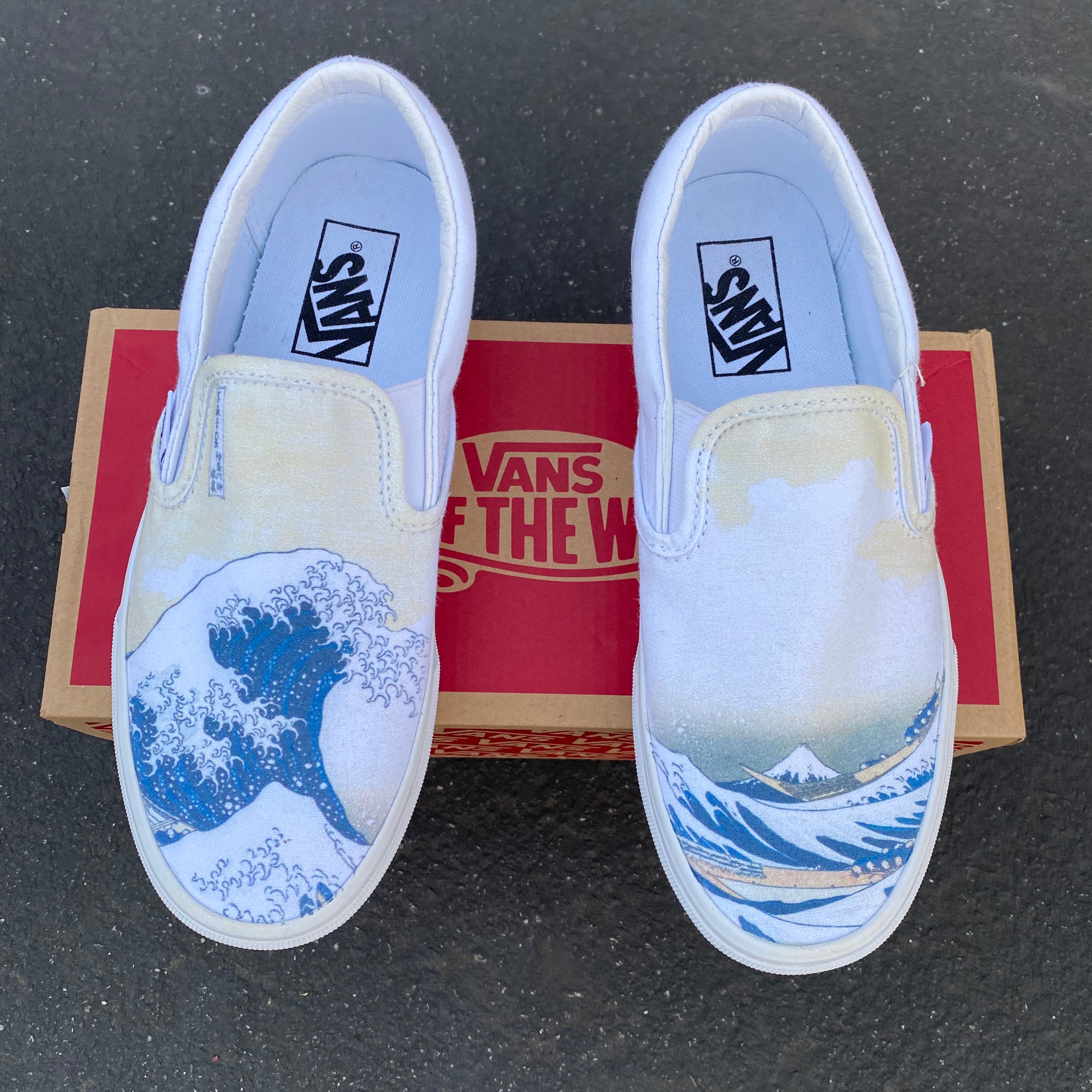 Custom Printed Great Wave Off Kanwagawa Slip On Vans – BlvdCustom
