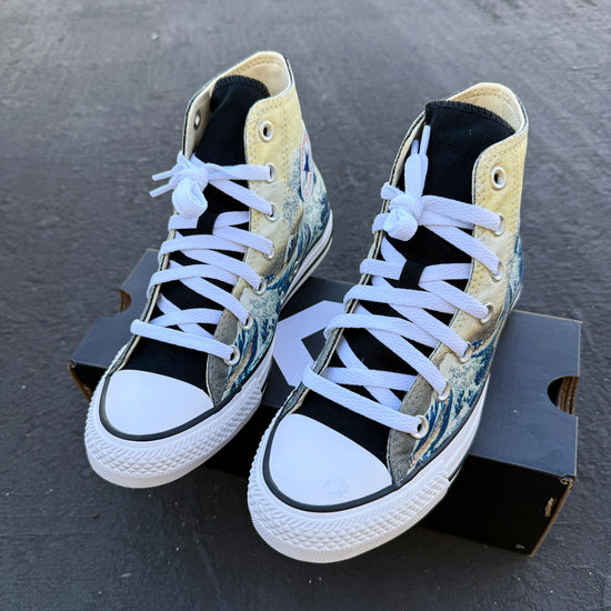 The Great Wave on Black Converse High Top Chuck Taylor Shoes – BlvdCustom