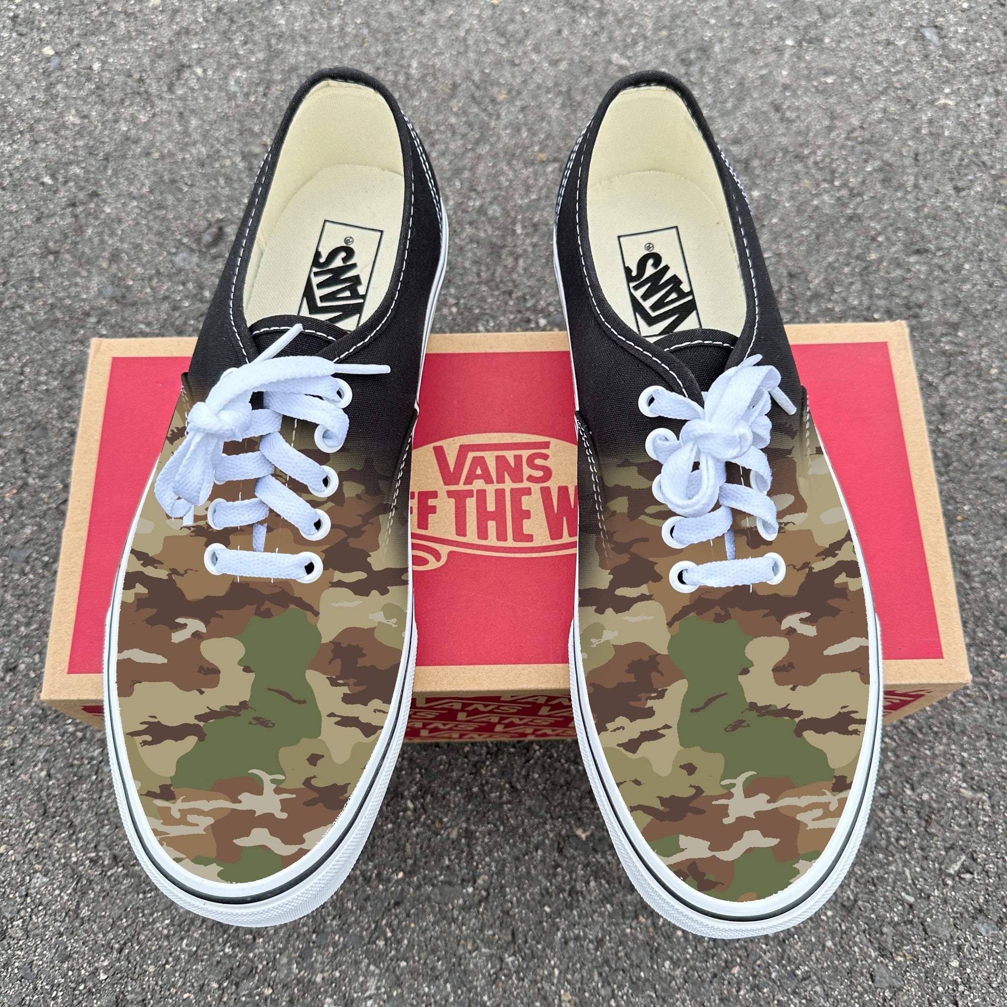 Multicam Camo Pattern on Black Vans Authentic Shoes Custom Camouflage ...
