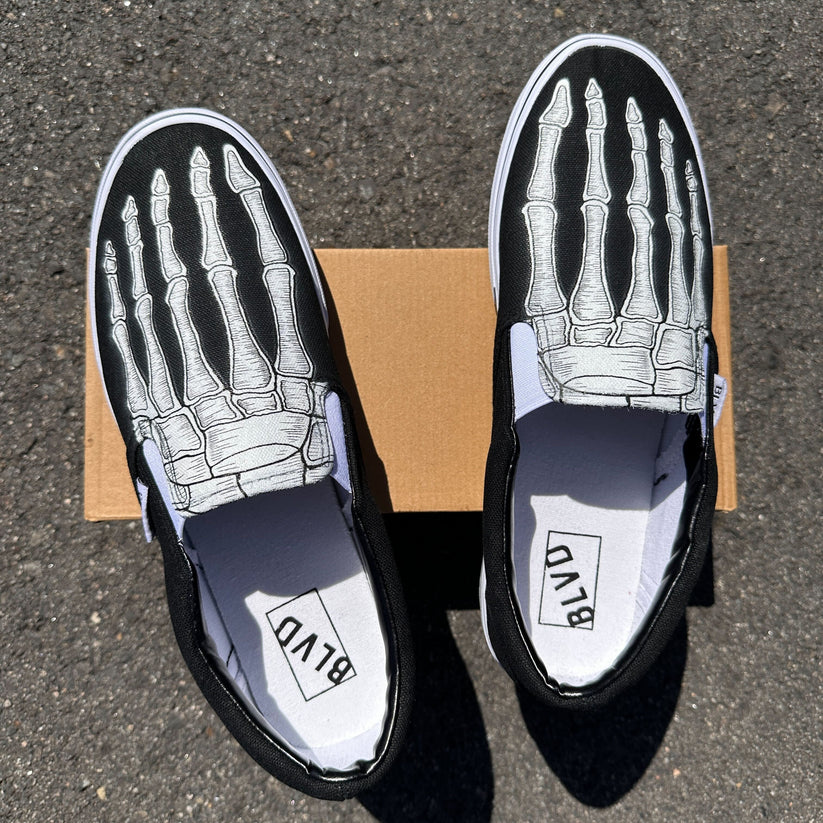 Skeleton Feet - BLVD Original Slip On Shoes – BlvdCustom