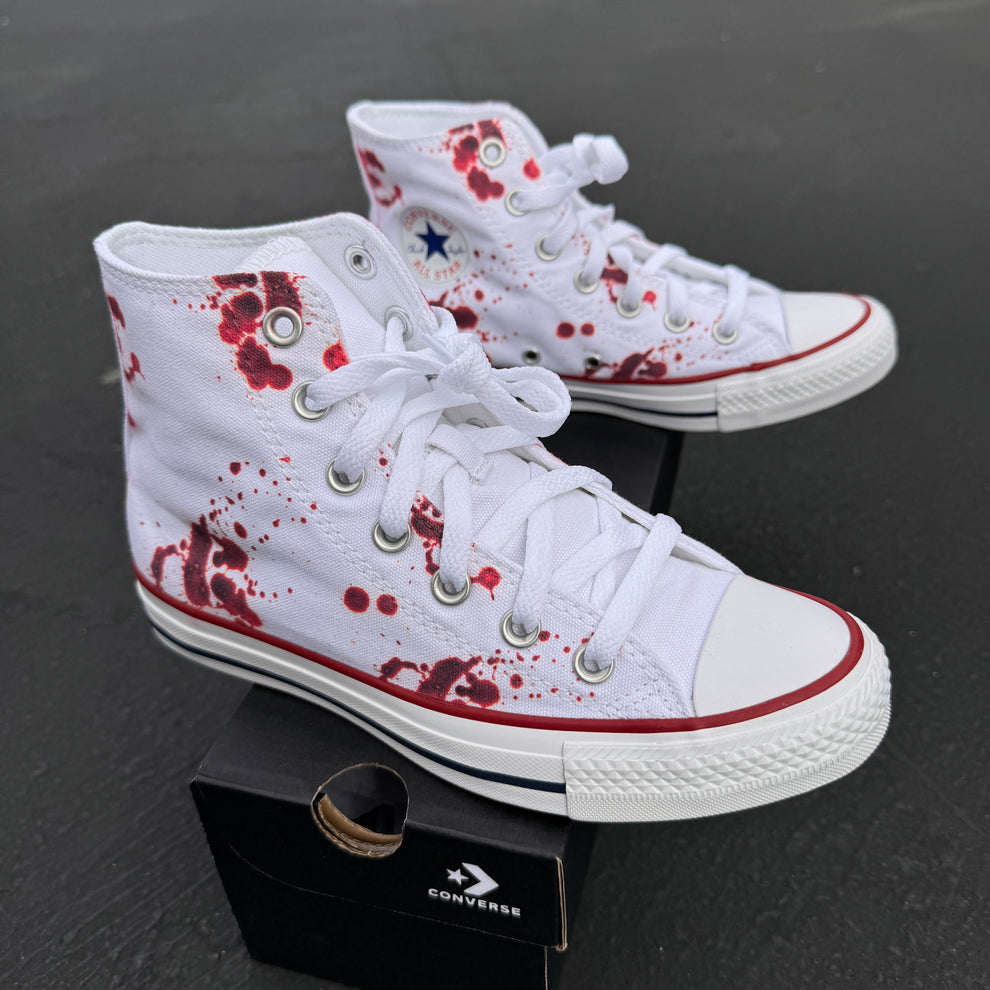 Blood Splatter White High Tops - Sneakers - Custom Converse Shoes ...