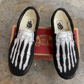 Custom Skeleton Feet X-Ray Vans ALL BLACK Slip Ons - Custom Vans Shoes ...