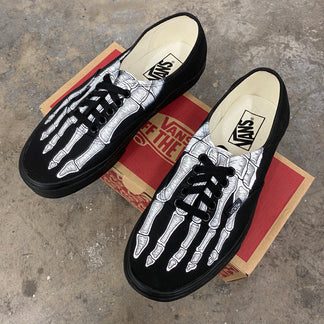Custom Authentics All Black Skeleton Boney Feet - Custom Vans Shoes ...