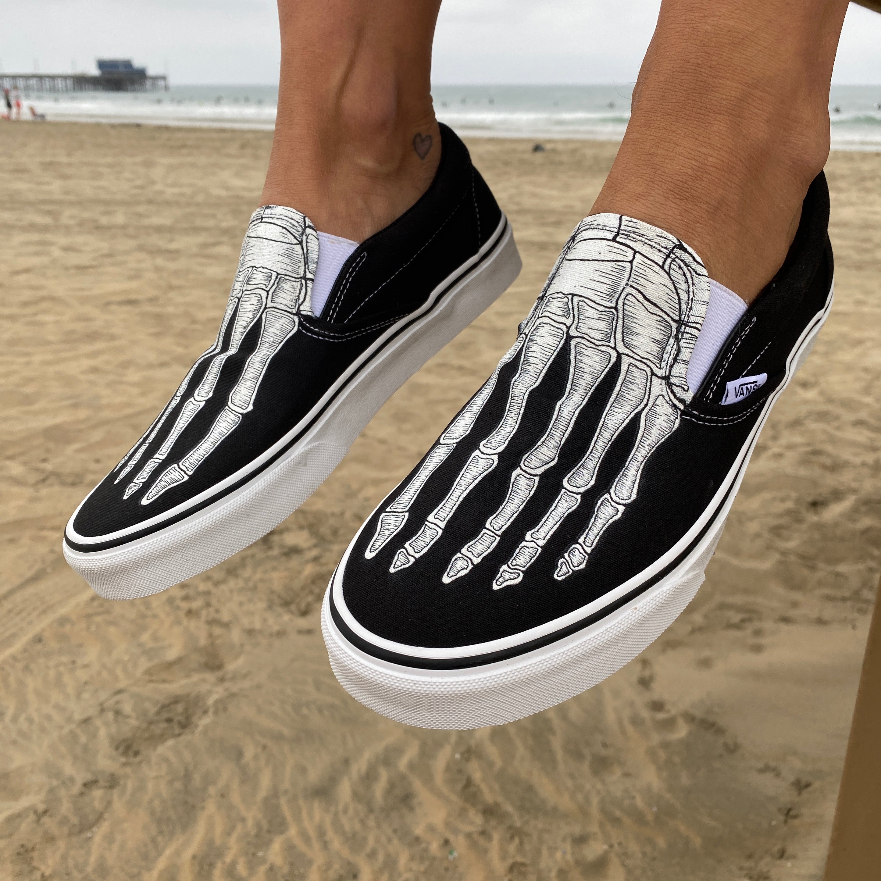Custom Skeleton Feet X-Ray Slip Ons - Custom Vans Shoes – BlvdCustom
